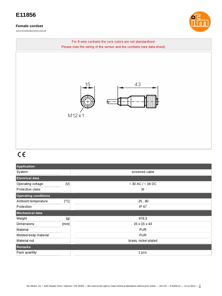 Female Cordset | PDF | Electrical Connector | Electrical Engineering