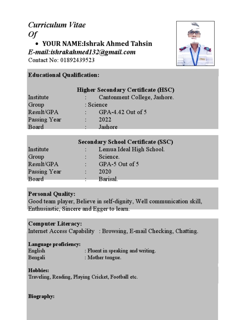 Bangla CV Template for Job Seekers | PDF