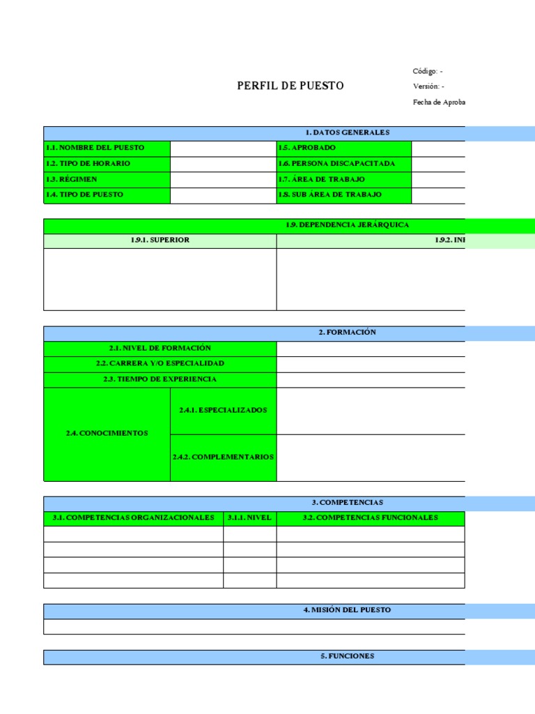 Modelos Perfil de Puesto | PDF | Gestión de recursos humanos | Evaluación