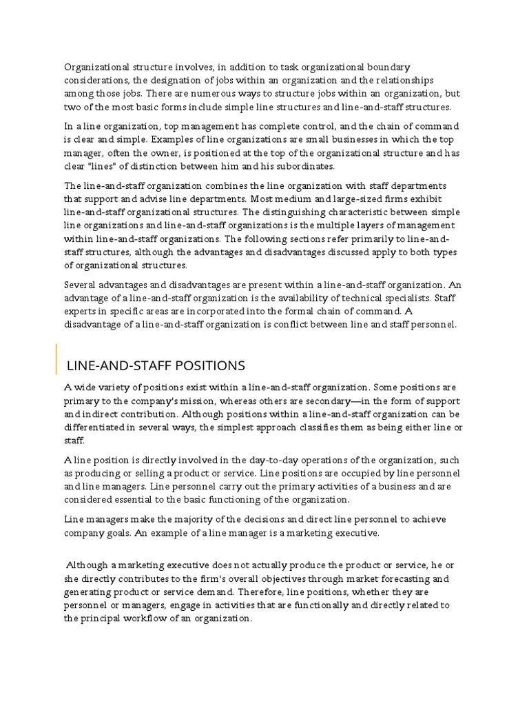 Concept of Line and Staff | PDF | Organizational Structure | Employment