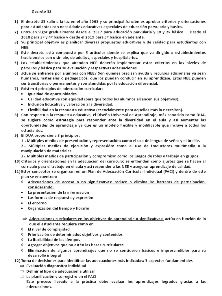 Decreto 83 | PDF | Plan de estudios | Evaluación