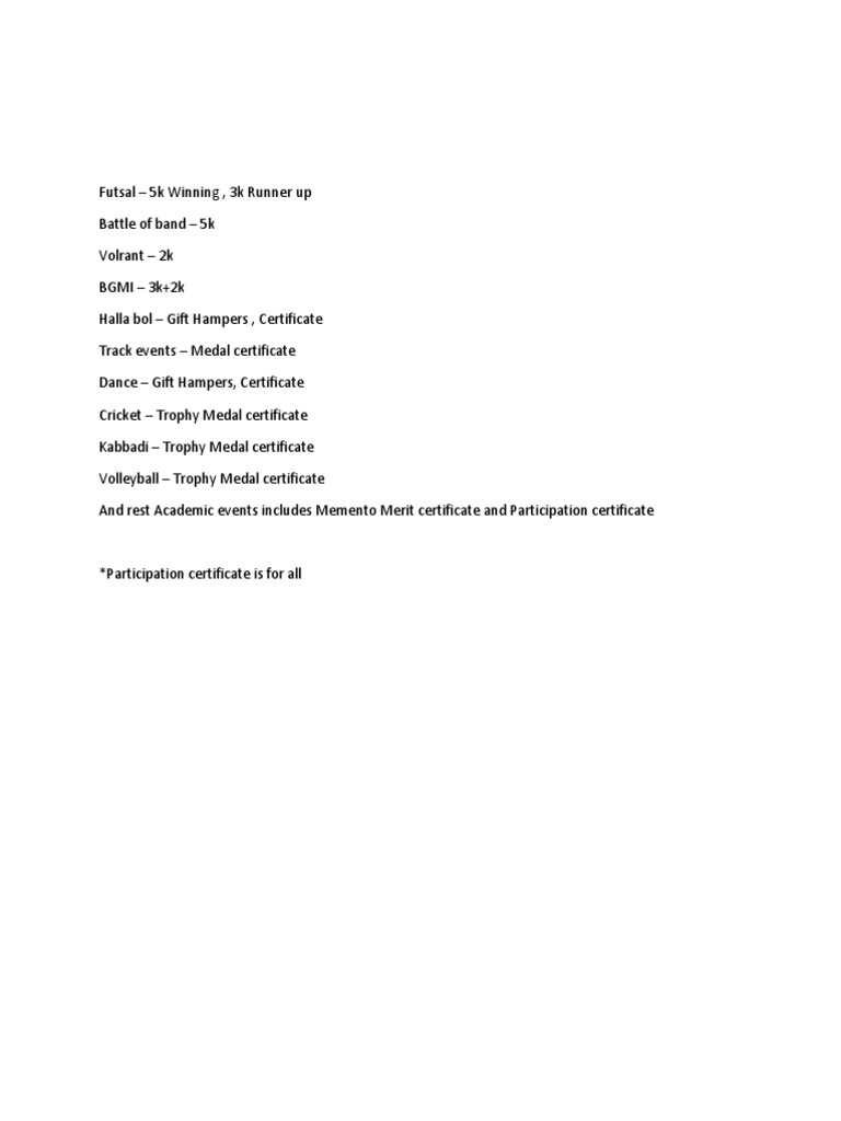 Prize List PDF