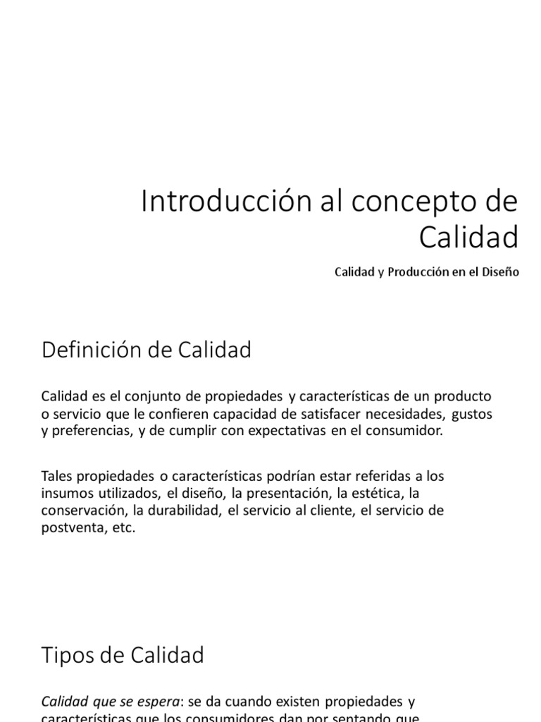 Tema 1- Definición de calidad | PDF | Calidad (comercial) | Producto ...