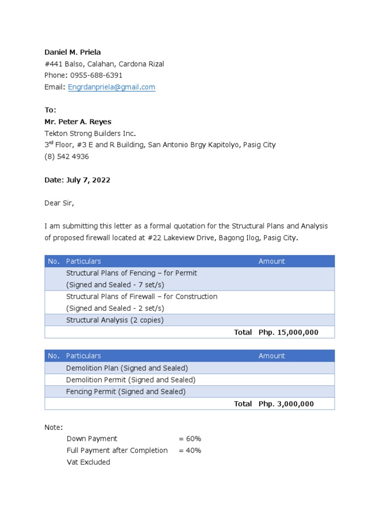 Quotation - Structural Plan and Analysis | PDF | Technology & Engineering