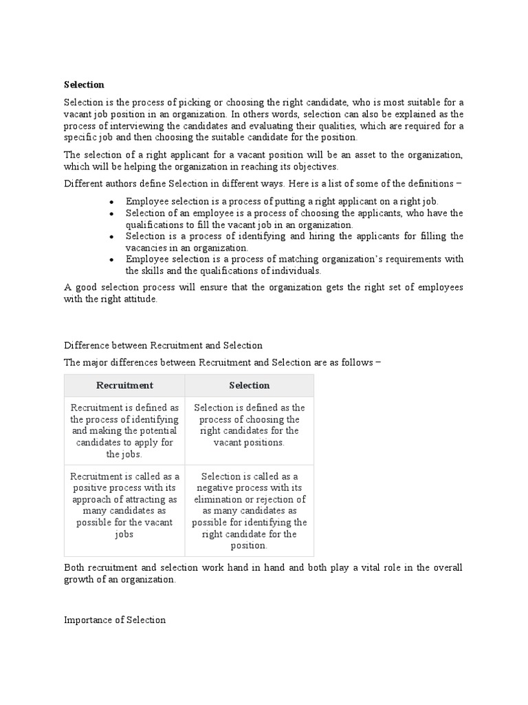 Unit - 5 Selection | PDF | Recruitment | Employment