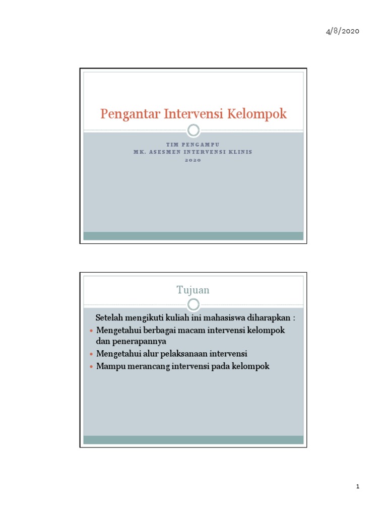 Pengantar Intervensi Kelompok 2020 | PDF