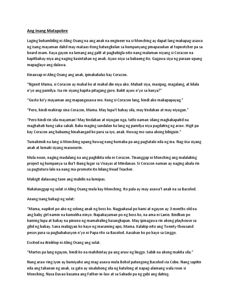 Ang Inang Matapobre | PDF