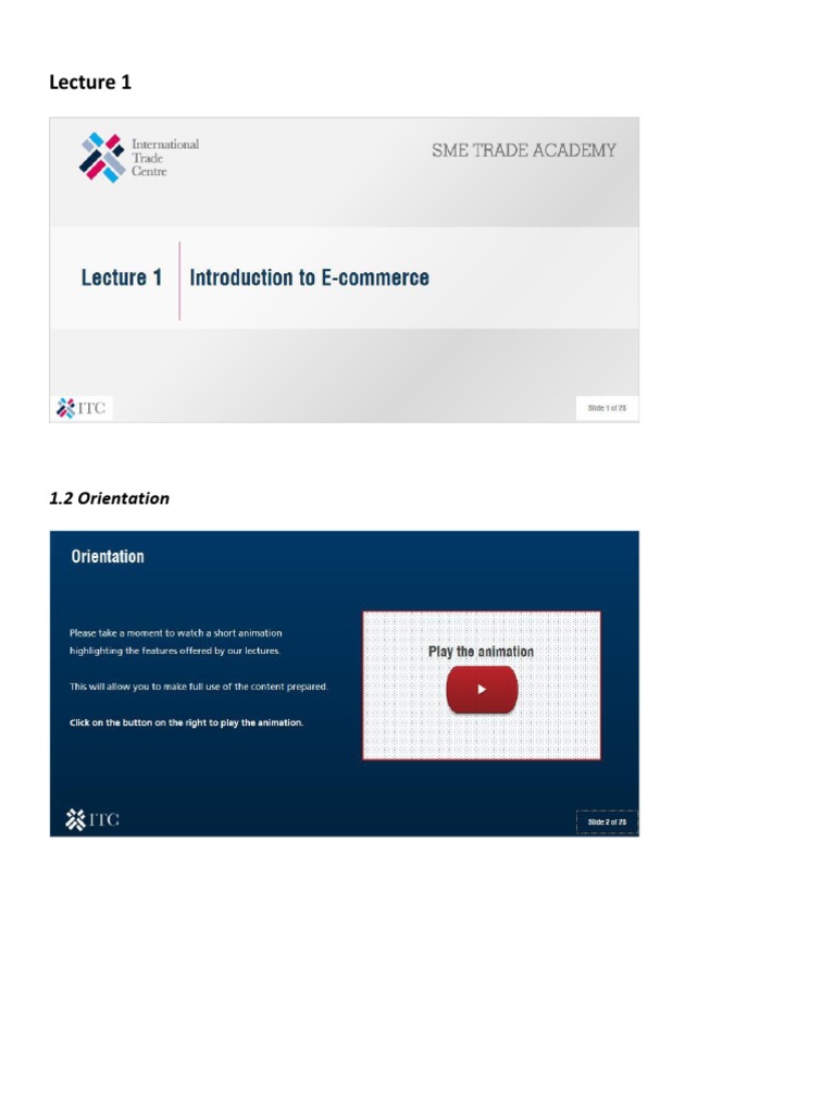 Lecture 1 - Introduction To E-Commerce | PDF | E Commerce | Economies