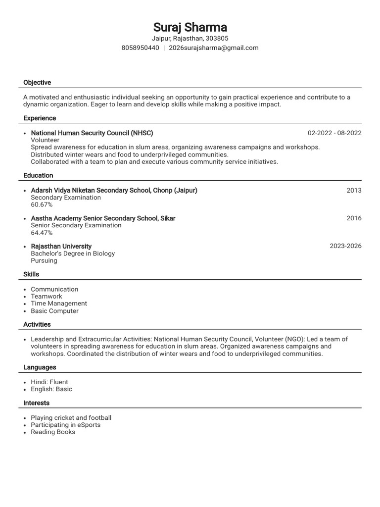 Resume Suraj Sharma | PDF