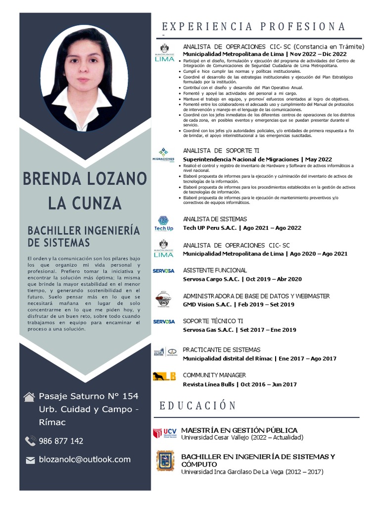 Brenda Lozano La Cunza | PDF | Lima | Vehículo aéreo no tripulado