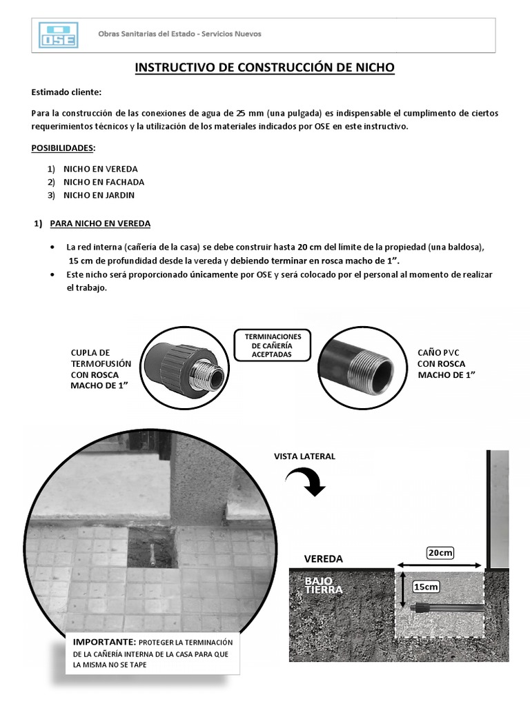 Especificaciones para La Construccion de Nicho 25mm | PDF