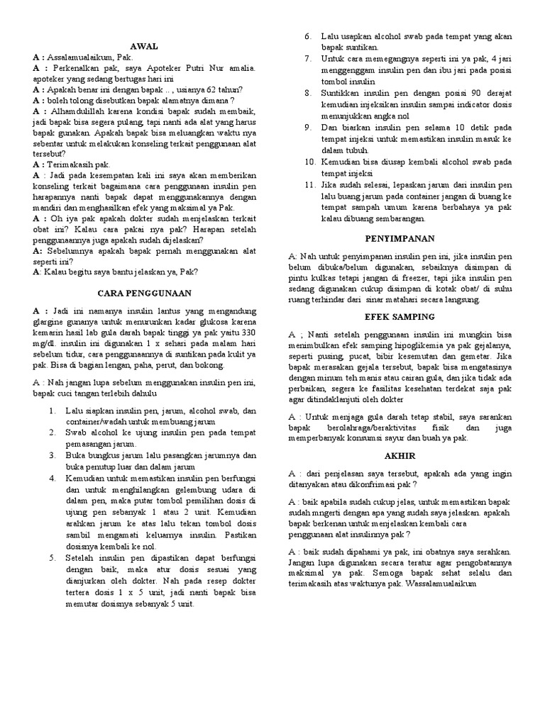Penggunaan Insulin Pen (OSCE BLOK 2) | PDF | Kesehatan Holistik