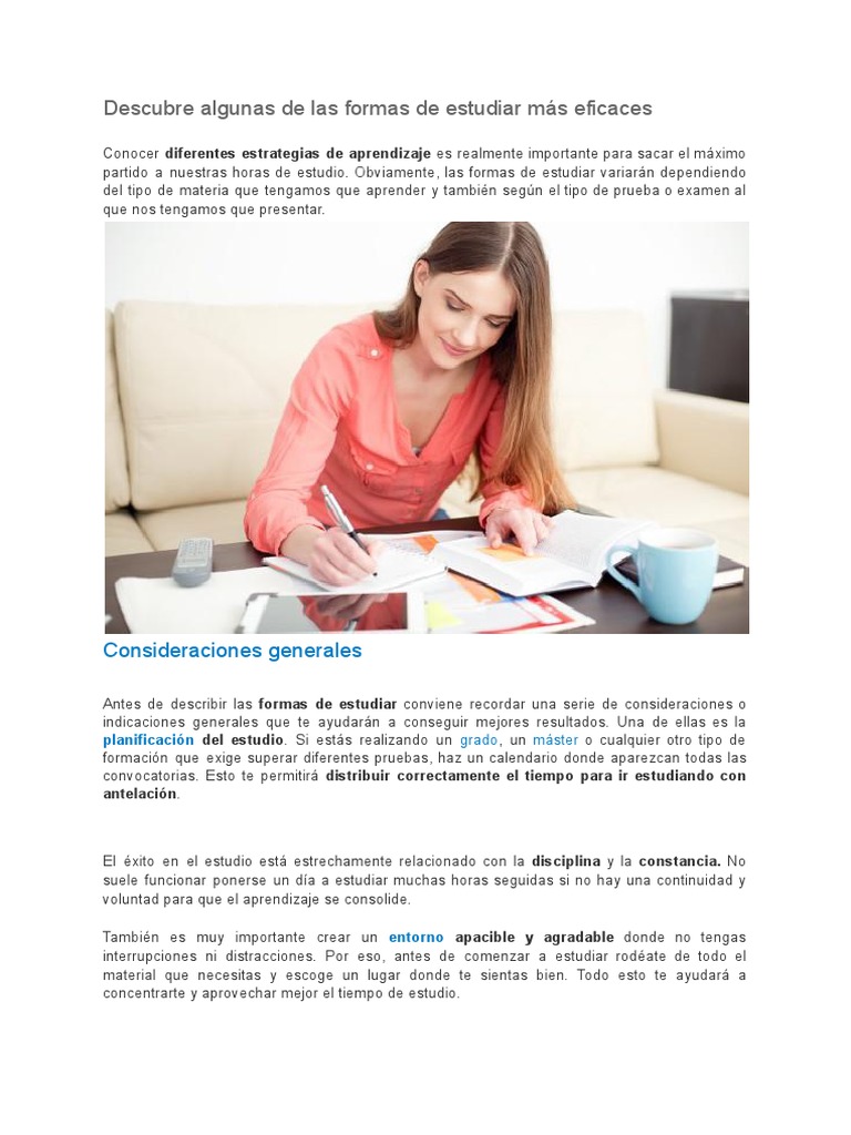 Descubre Algunas de Las Formas de Estudiar Más Eficaces | PDF ...