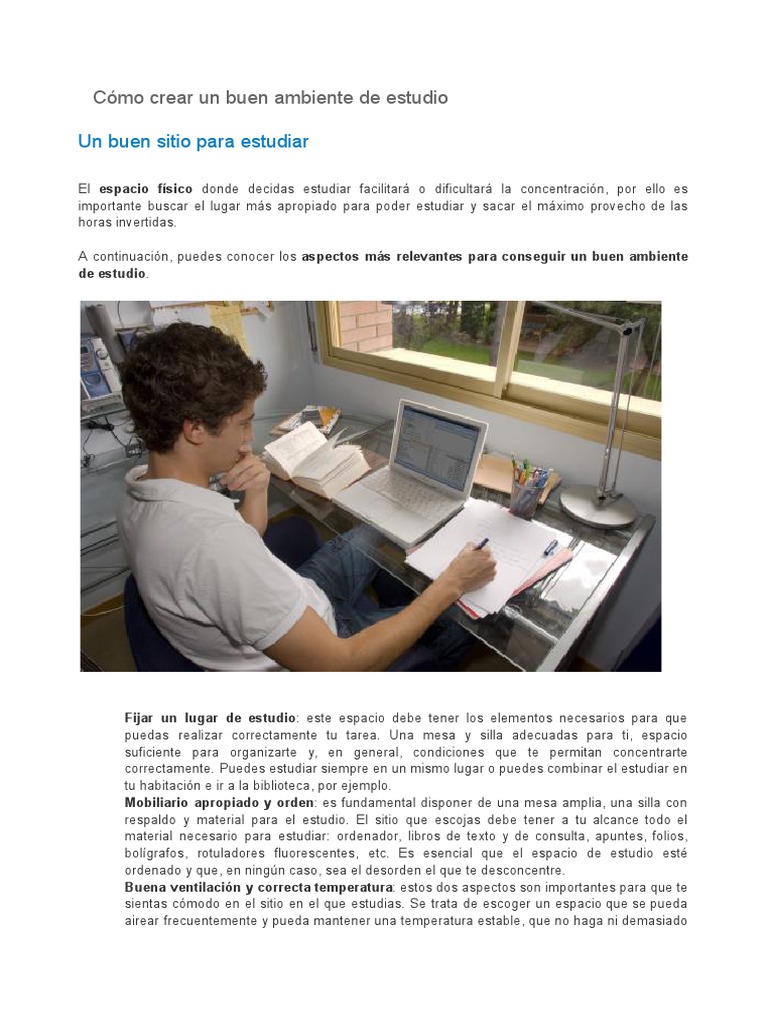 Cómo Crear Un Buen Ambiente de Estudio | PDF