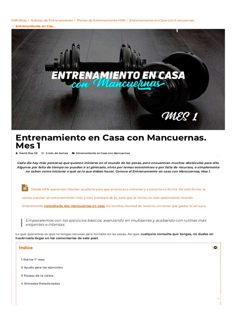 Entrenamiento en Casa Con Mancuernas - Mes 1 2023 | PDF | Entrenamiento con pesas