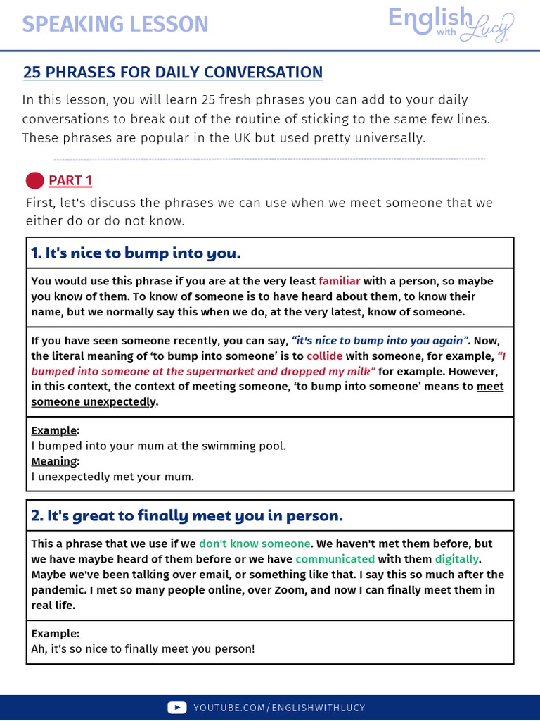 25 Phrases For Daily Conversation | PDF | Self-Improvement