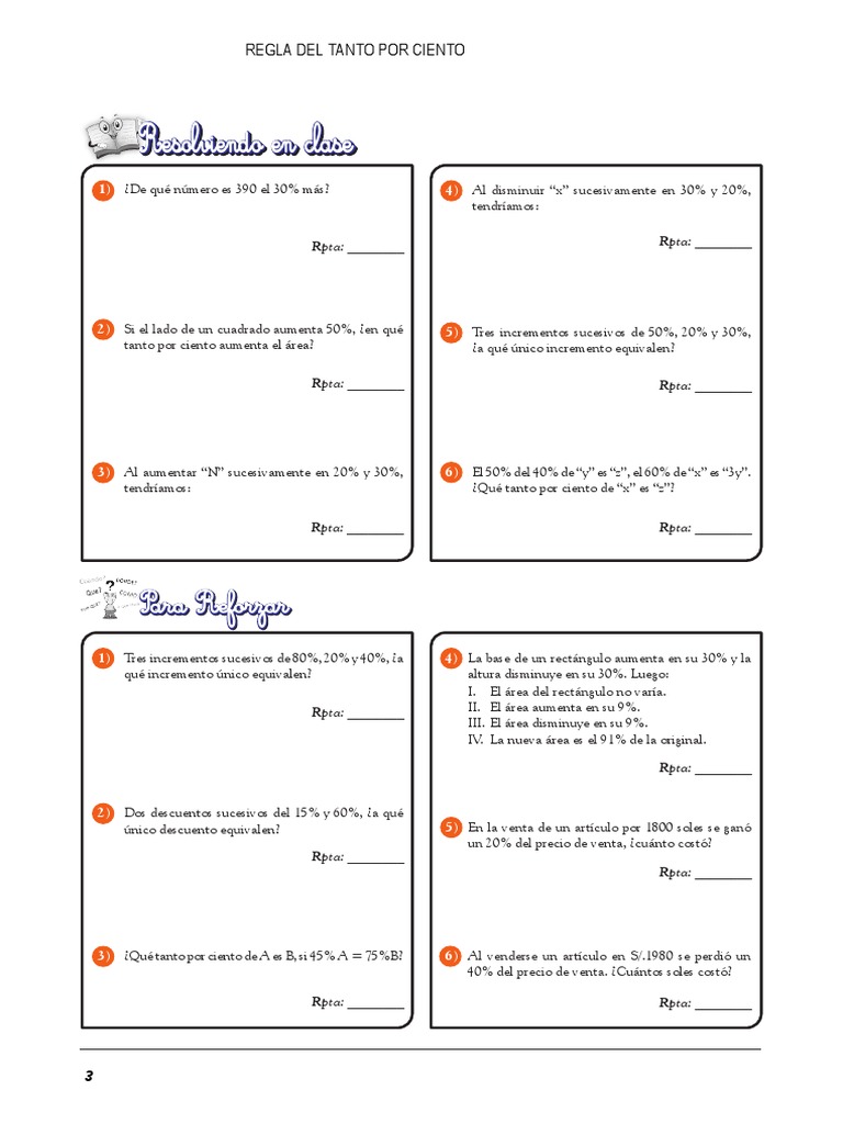 Tema 11 Regla Del Tanto Por Ciento (Ejercicios) | PDF