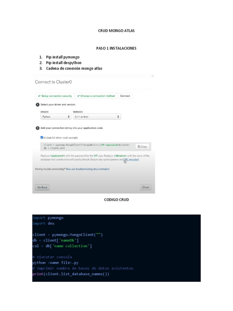 CRUD en MongoDB Atlas | PDF | Métodos y materiales de enseñanza | Informática