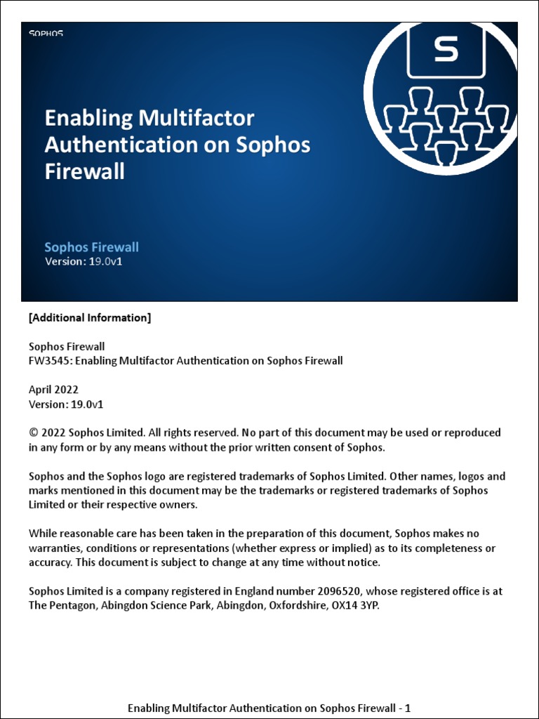 FW3545 19.0v1 Enabling Multifactor Authentication On Sophos Firewall | PDF | Secure ...