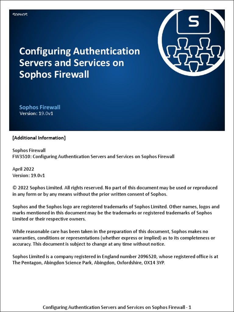 FW3510 19.0v1 Configuring Authentication Servers and Services On Sophos Firewall | PDF | Radius ...