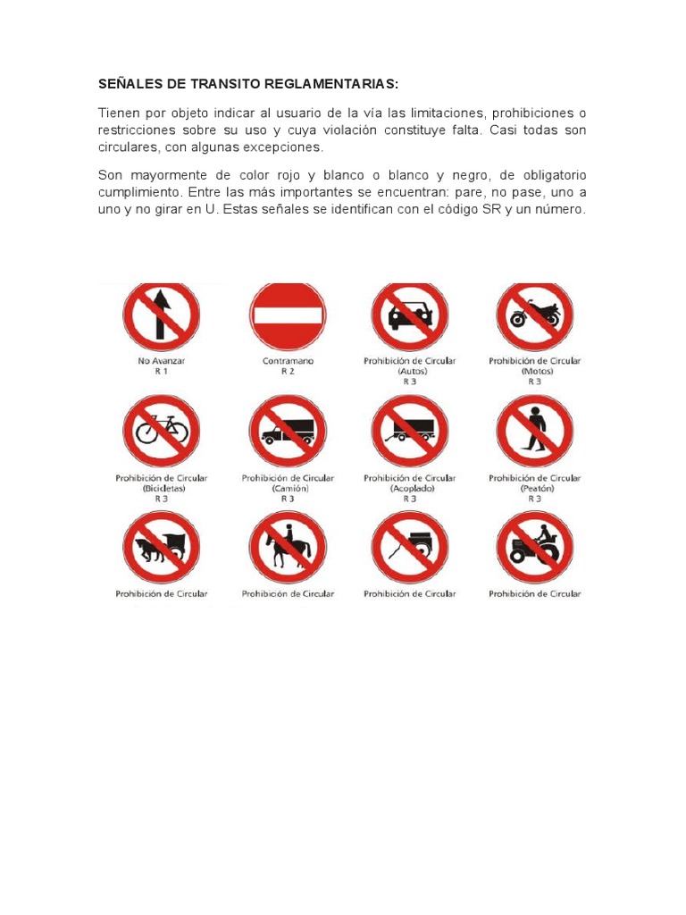 Señales de Transito Reglamentarias | PDF