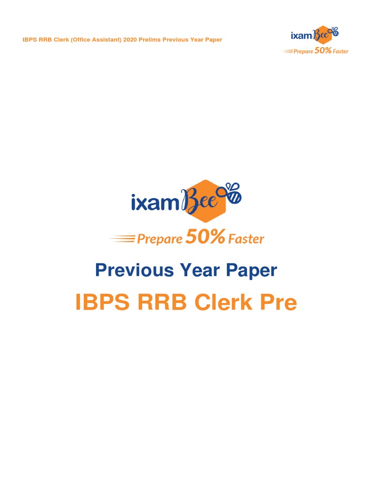 IBPS RRB Clerk (Office Assistant) 2020 Prelims Previous Year Paper ...