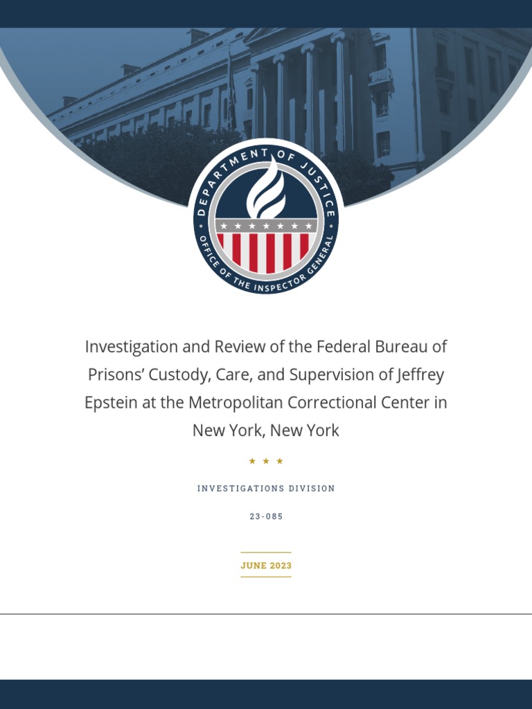 Epstein Death Investigation Report 2023 | PDF | Federal Bureau Of ...