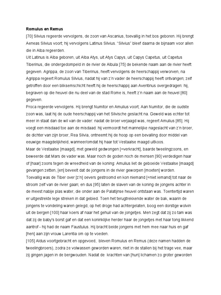 Romulus en Remus Werkvertaling | PDF