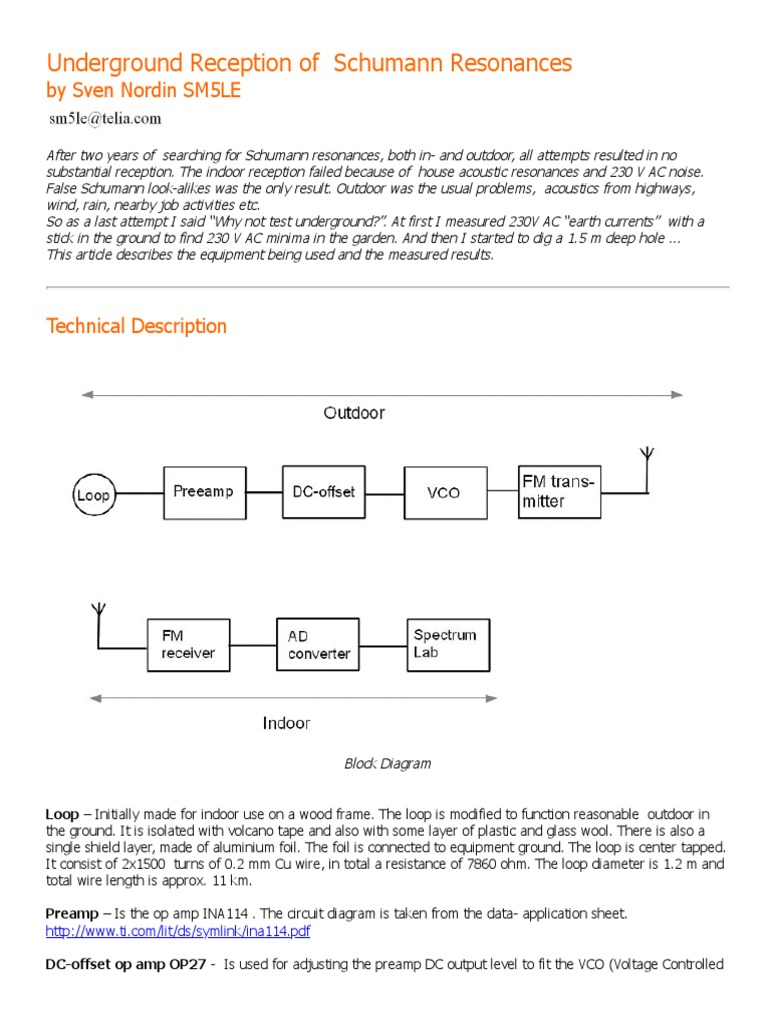 Underground Reception of Schumann Resonances | PDF | Frequency ...
