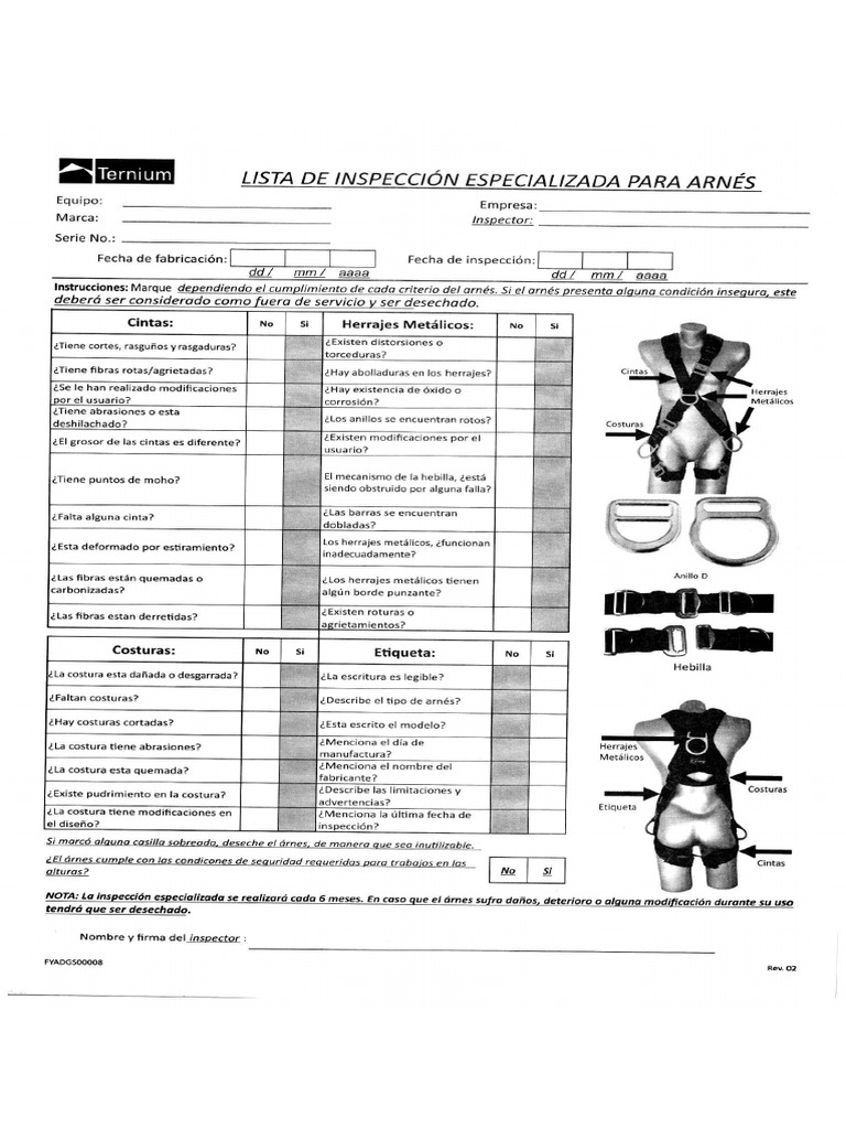 Check List Arnes de Seguridad | PDF