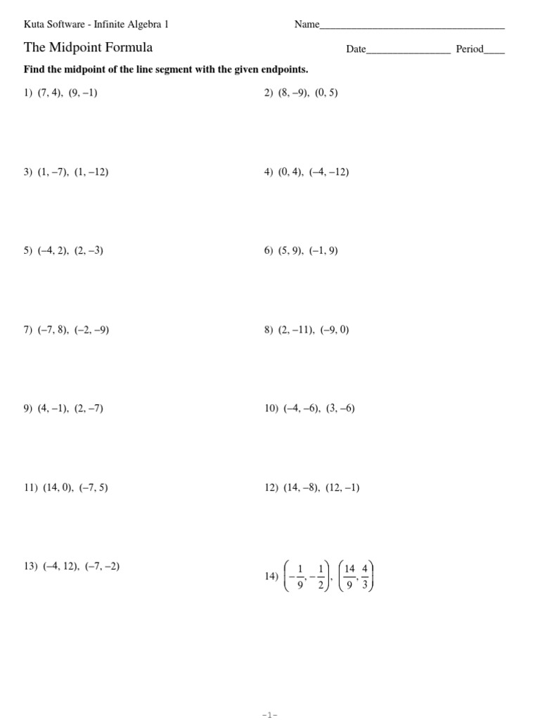 Midpoint Formula Practice | PDF | Geometry | Elementary Mathematics