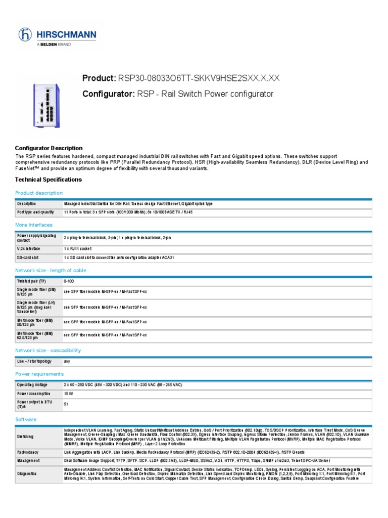 Hirschmann RS30 | PDF | Network Switch | Internet Standards