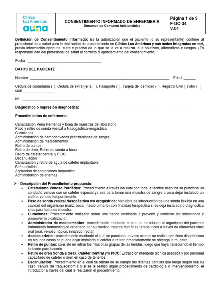 Consentiminentoinformadode Enfermería | Descargar gratis PDF ...