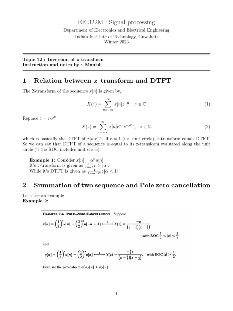 Topic13 Inversion of Z Transform | PDF | Mathematical Analysis | Mathematics