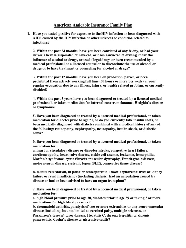 American Amicable Insurance Family Plan | PDF | Chronic Obstructive Pulmonary Disease | Hiv/Aids