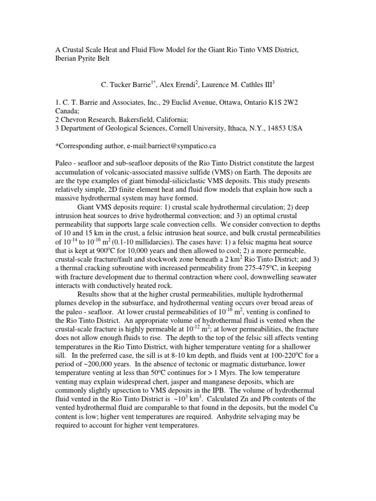 2004 - RT Modeling AGU Abstract | PDF | Hydrothermal Vent | Physical ...