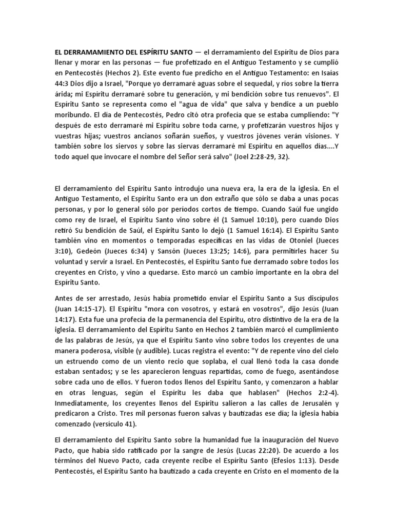 El Derramamiento Del Espíritu Santo | PDF | espíritu Santo | Pentecostés El Derramamiento Del Espíritu Santo | PDF | espíritu Santo | Pentecostés