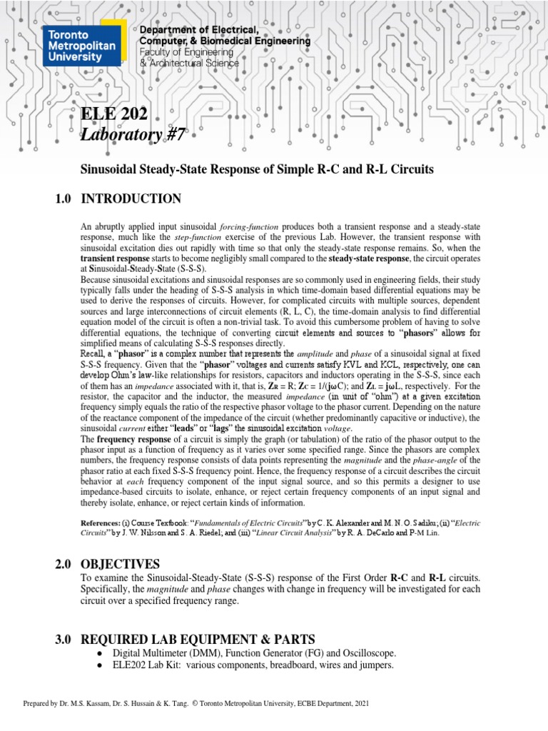 ELE202 - Lab 7 - v2.1 | PDF | Electrical Impedance | Amplitude