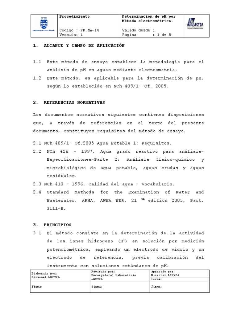 PR Ma-14 | PDF | Ph | Calibración