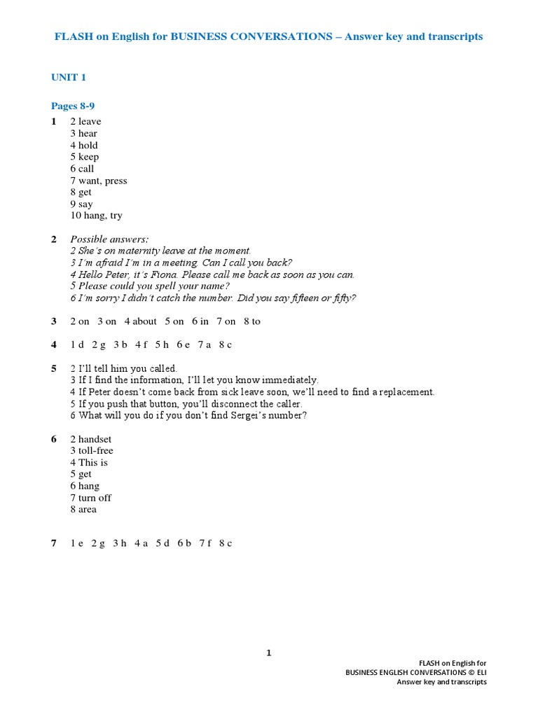 BusinessConversation Answerkeys | PDF