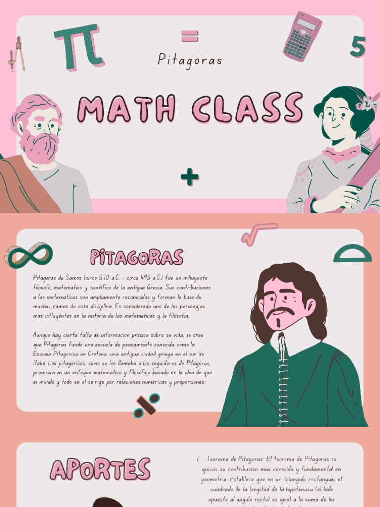 Pink Green Bright Aesthetic Playful Math Class Presentation | PDF | Raíz cuadrada | Pitágoras
