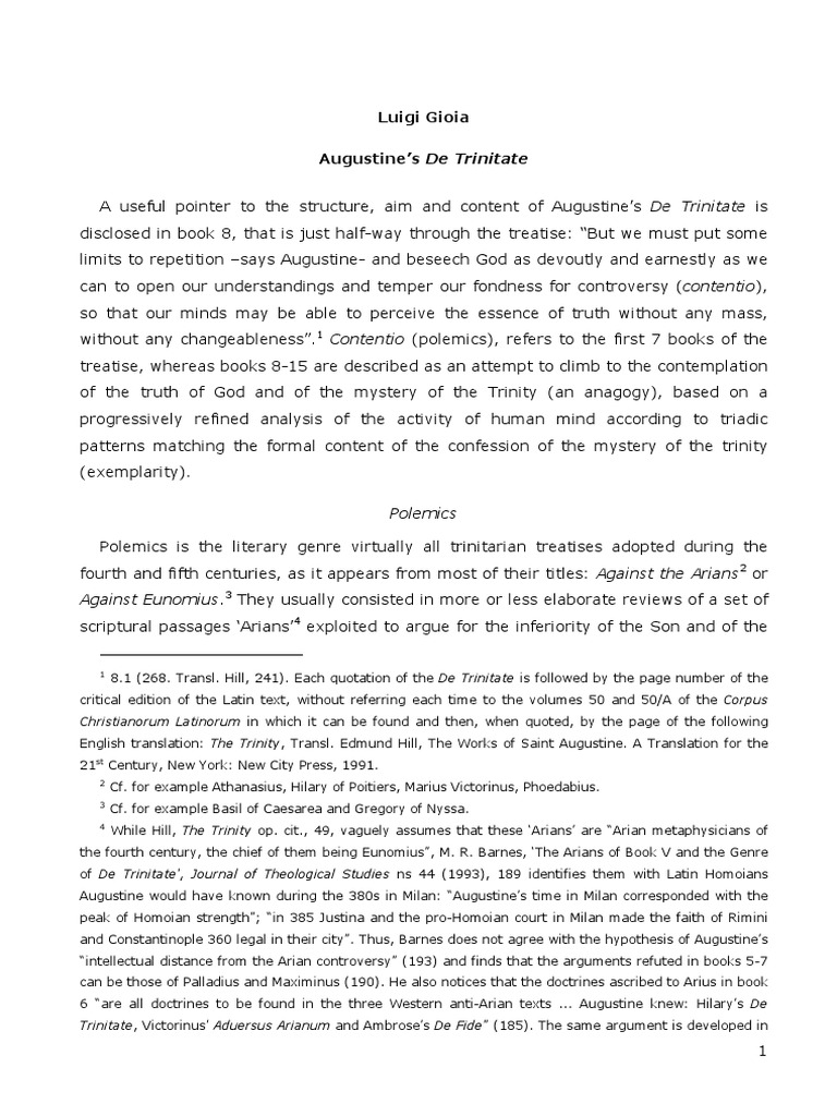 Augustine S de Trinitate T and T Clark | PDF | Trinity | Arianism