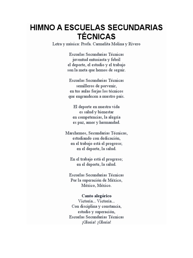 Himno a Escuelas Secundarias Técnicas | PDF