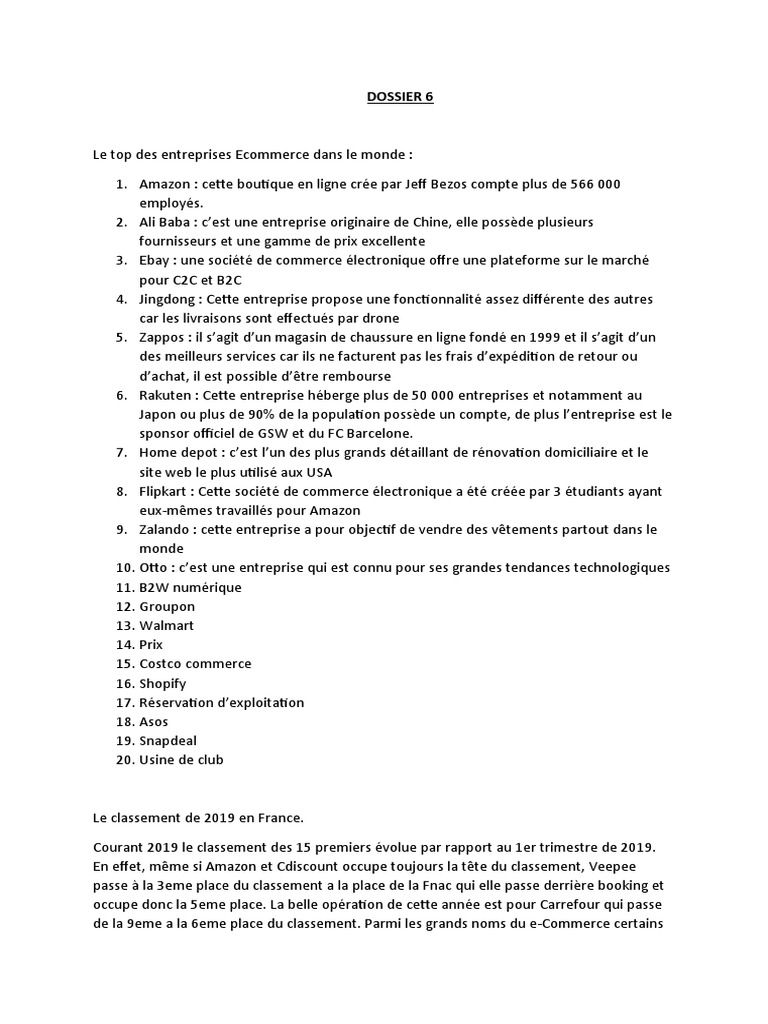 Dossier 6 Circuit de Distribution | PDF | Commerce électronique | Inventaire