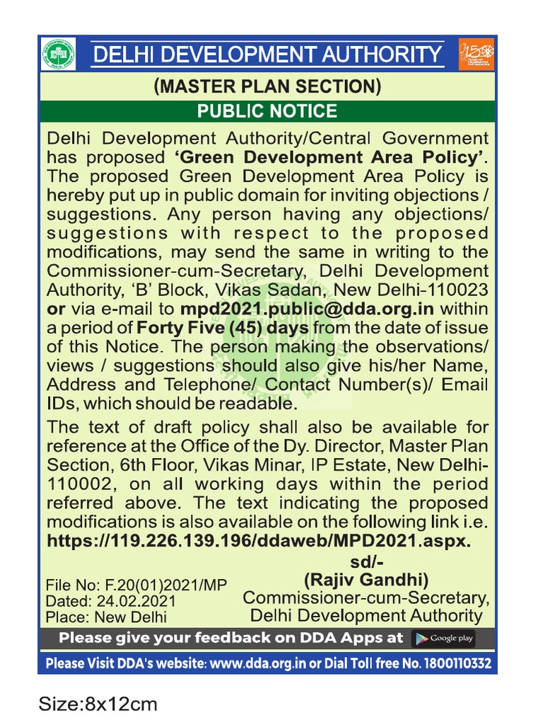 DDA - ENG - Public Notice - GDA24022021 | PDF | Infrastructure | Waste