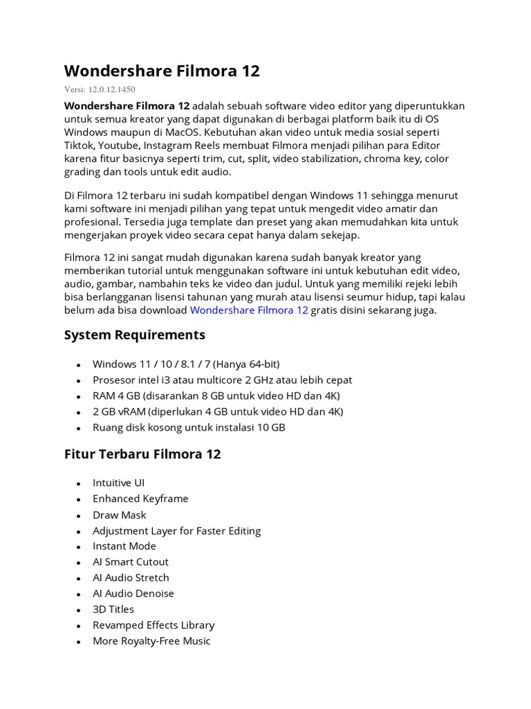 Cara Instalasi Wondershare Filmora 12 | PDF | Teknologi & Rekayasa