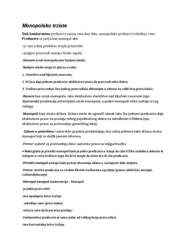 Monopolsko Trziste | PDF