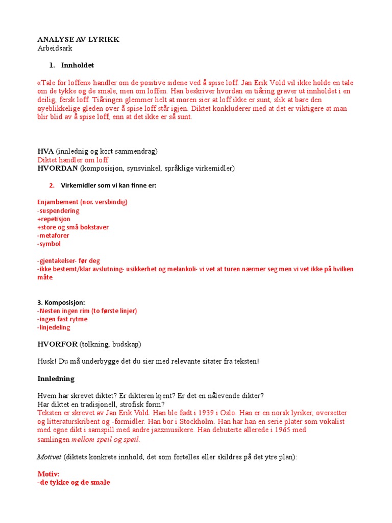 ANALYSE-AV-LYRIKK-tale-for-loff | PDF