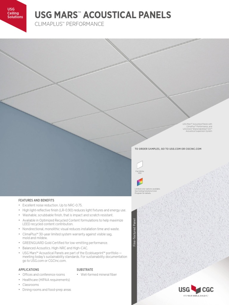 Usg Mars Climaplus Ceiling Panels Data SC1966 | PDF | Building ...