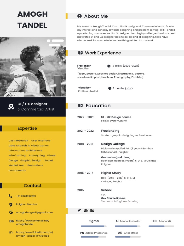 Amogh Tandel Resume | PDF | Graphic Design | Human Communication